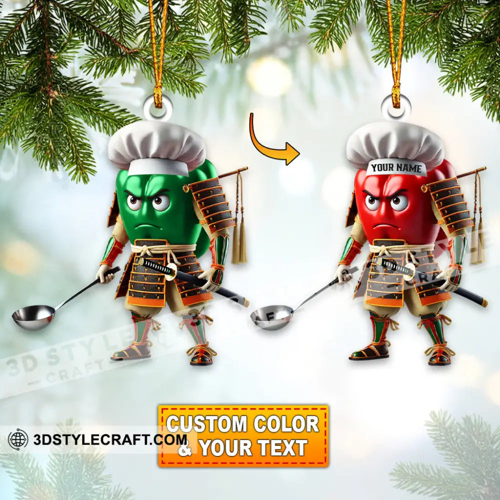 Custom Name Samurai Chef Ornament, Samurai Christmas Gift